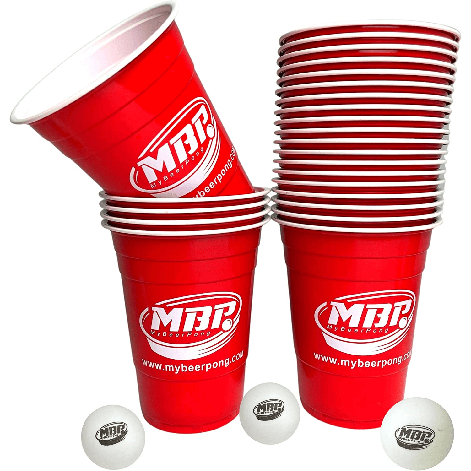 25 Logo Becher rot Set (25 Becher + 3 Bälle) – MyBeerPong